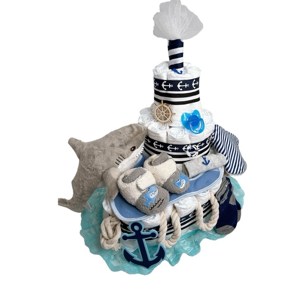 Handmade | Accessories | Ship Diaper Cake Shark Diaper Cake | Poshmark